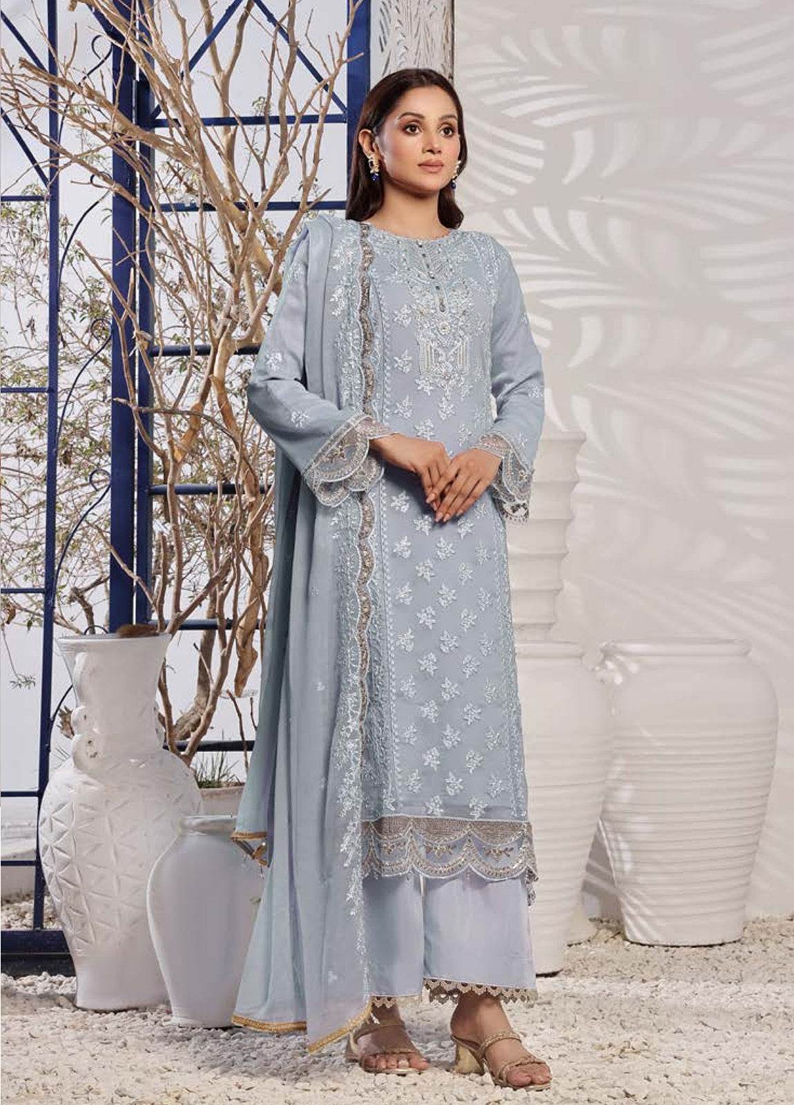BIN KHALID GUL POSH Formal Chiffon Embroidered Unstitched 3pcs – Jotey