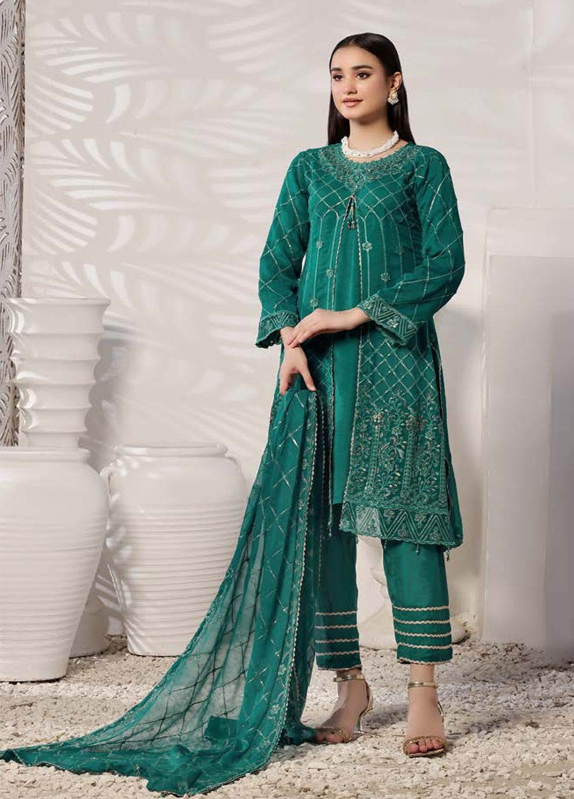 BIN KHALID GUL POSH Formal Chiffon Embroidered Unstitched 3pcs – Jotey