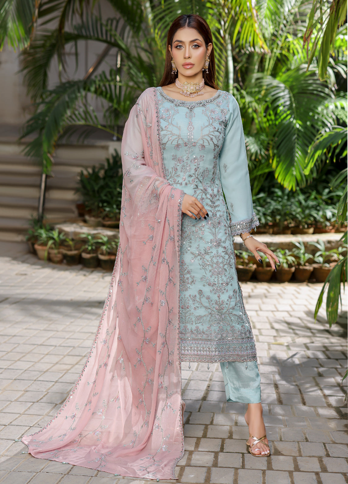 Mushk By Bin khalid Embroidered Fancy Chiffon Unstitched Three Piece ...